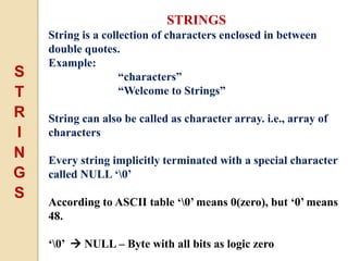 strings in c language and its importance | PPT