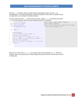String class and function for b.tech iii year students | PDF