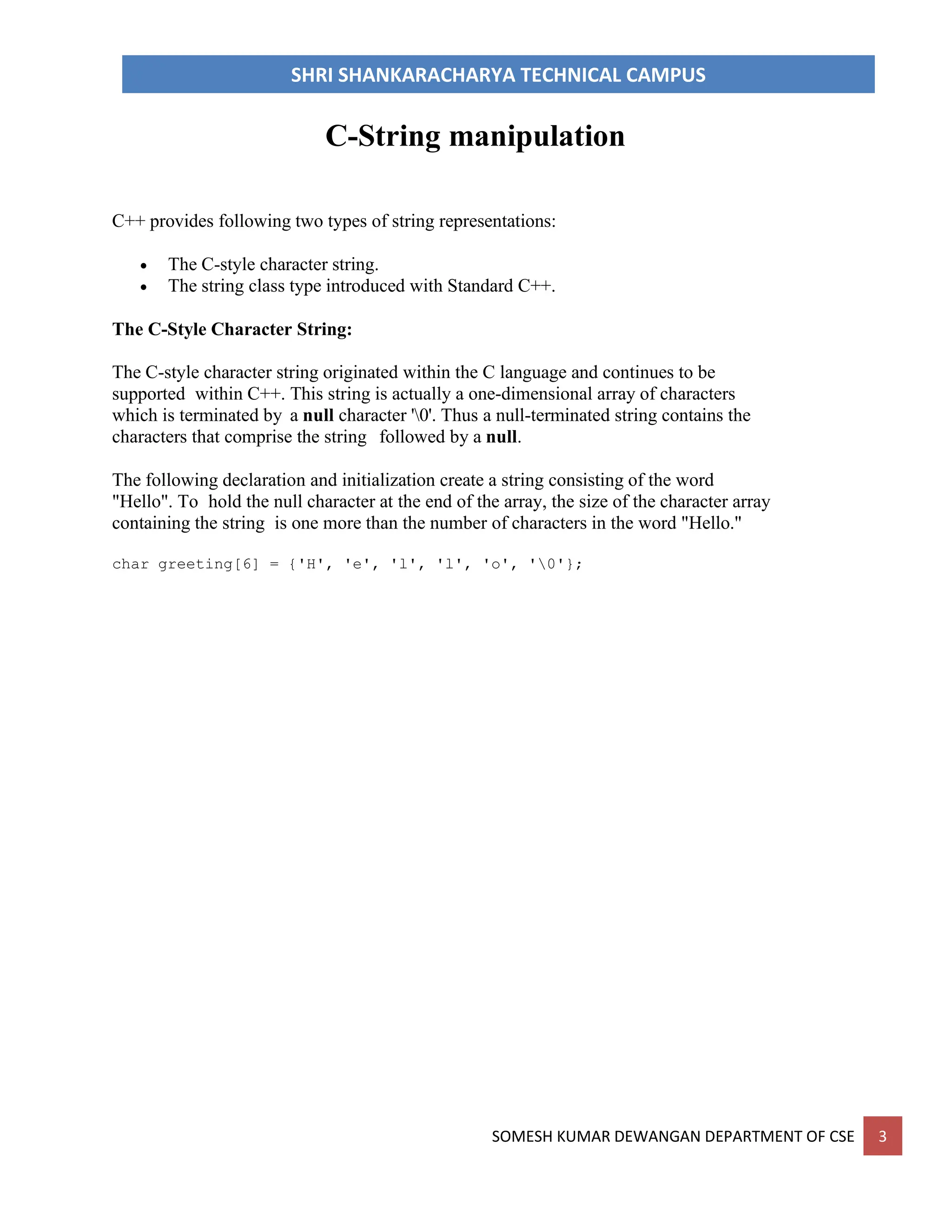 C string _updated_Somesh_SSTC_ Bhilai_CG | PDF