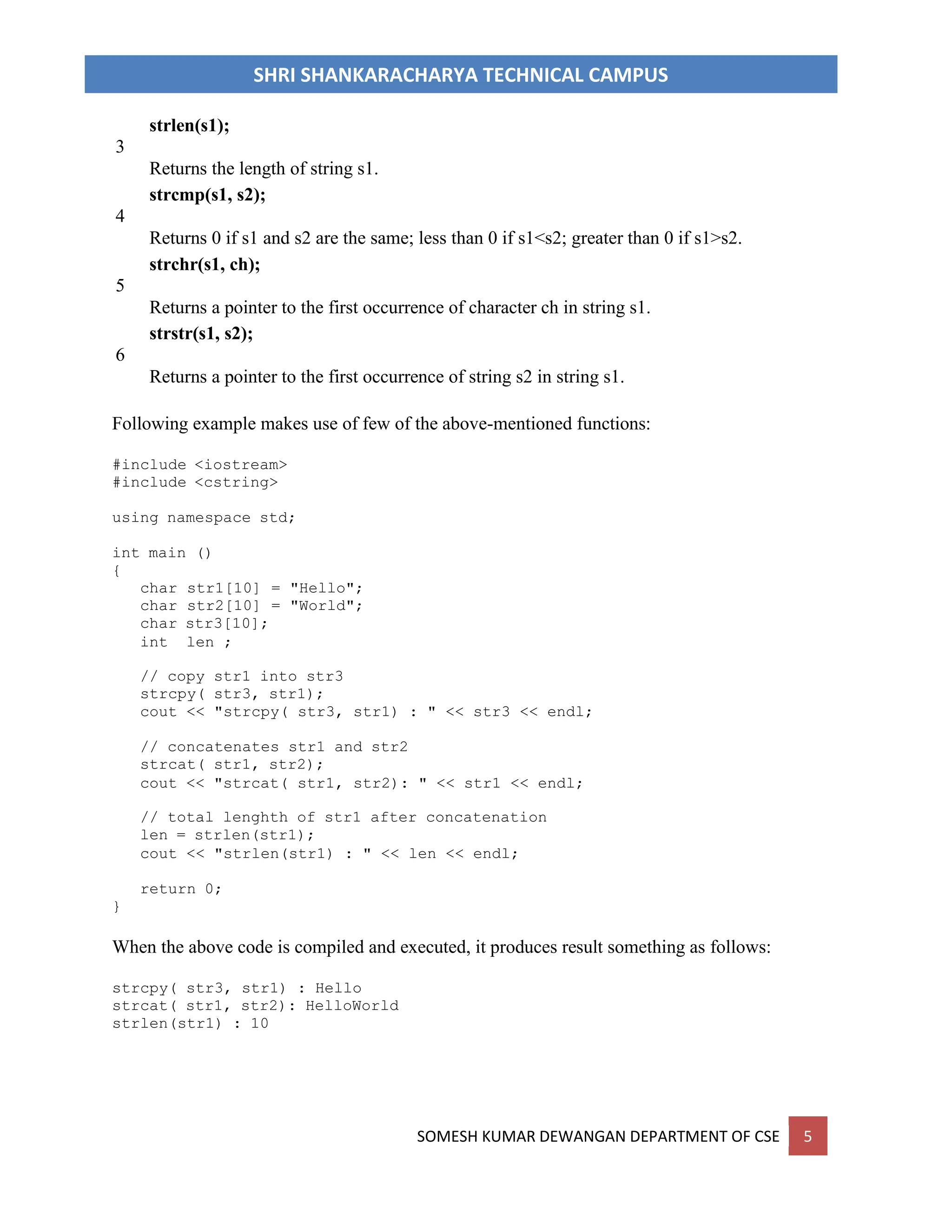 C string _updated_Somesh_SSTC_ Bhilai_CG | PDF