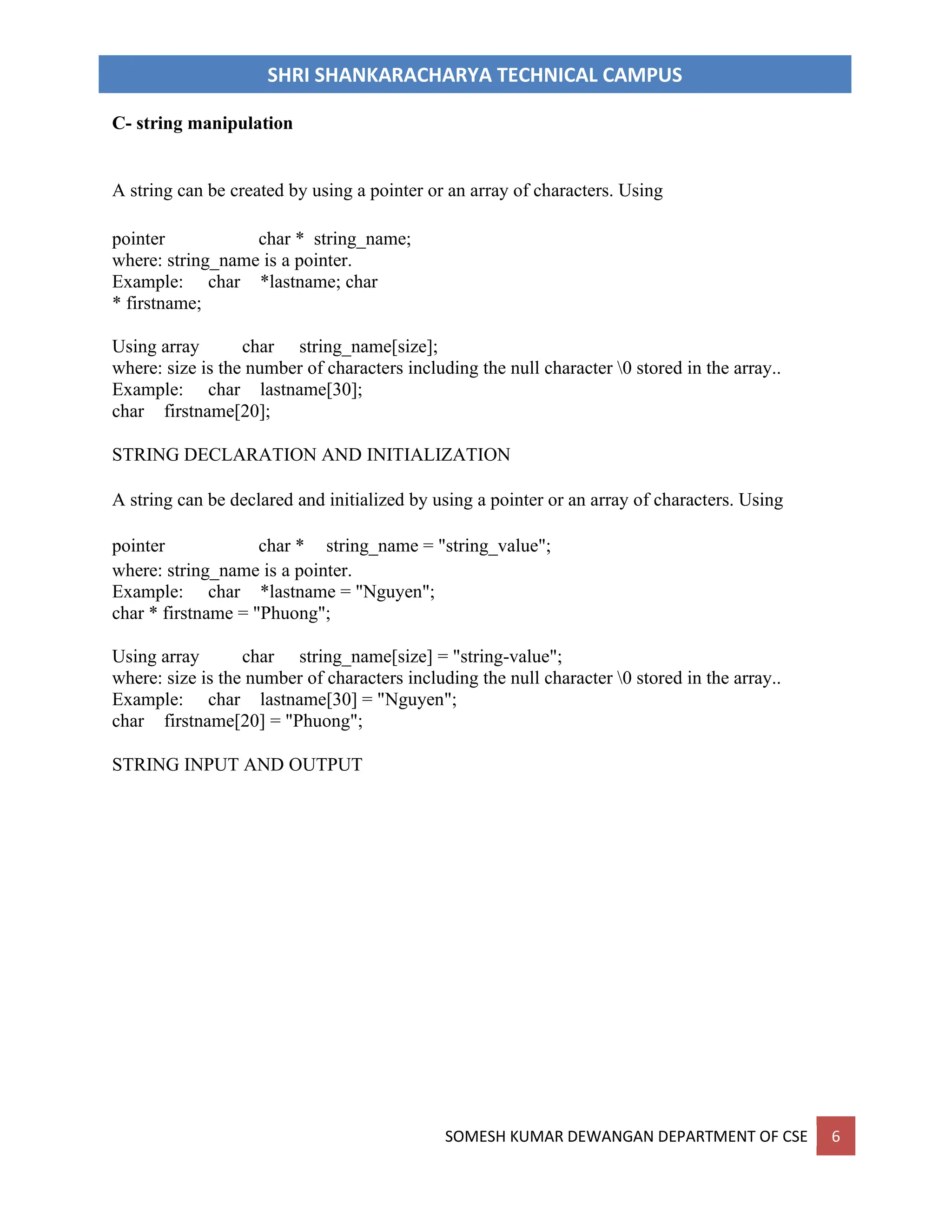 C string _updated_Somesh_SSTC_ Bhilai_CG | PDF