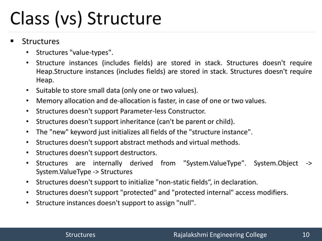 C# Structures - Computer Science and Engineering Department | PPT