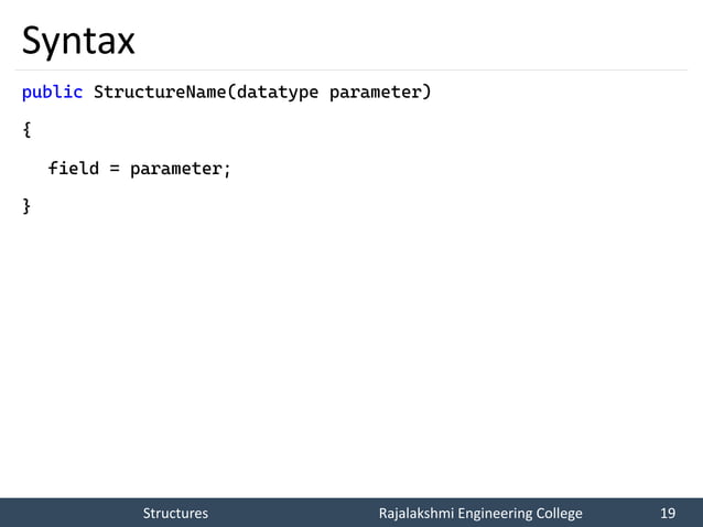 C# Structures - Computer Science and Engineering Department | PPT