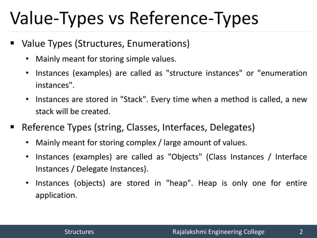 C# Structures - Computer Science and Engineering Department | PPT