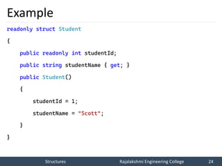 C# Structures - Computer Science and Engineering Department | PPT