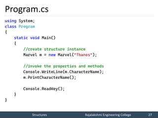 C# Structures - Computer Science and Engineering Department | PPT