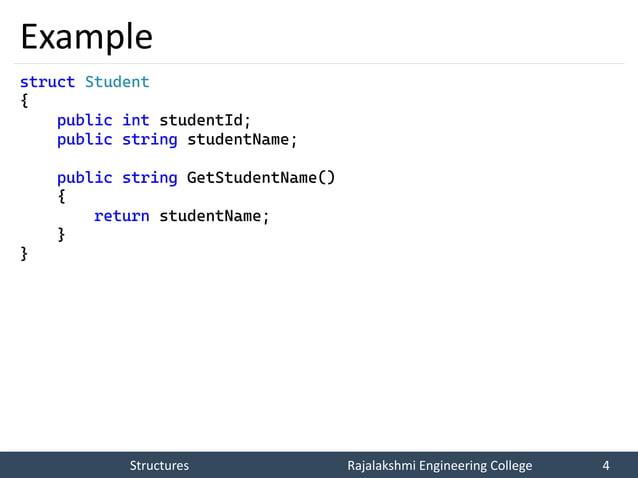 C# Structures - Computer Science and Engineering Department | PPT