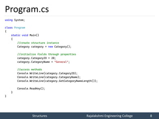 C# Structures - Computer Science and Engineering Department | PPT