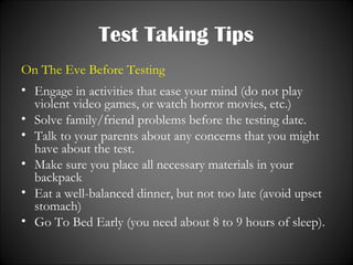 Test Taking Tips For Parents