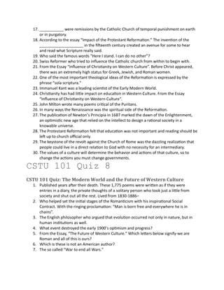 CSTU 101 Quiz Review Liberty University Updated | DOCX