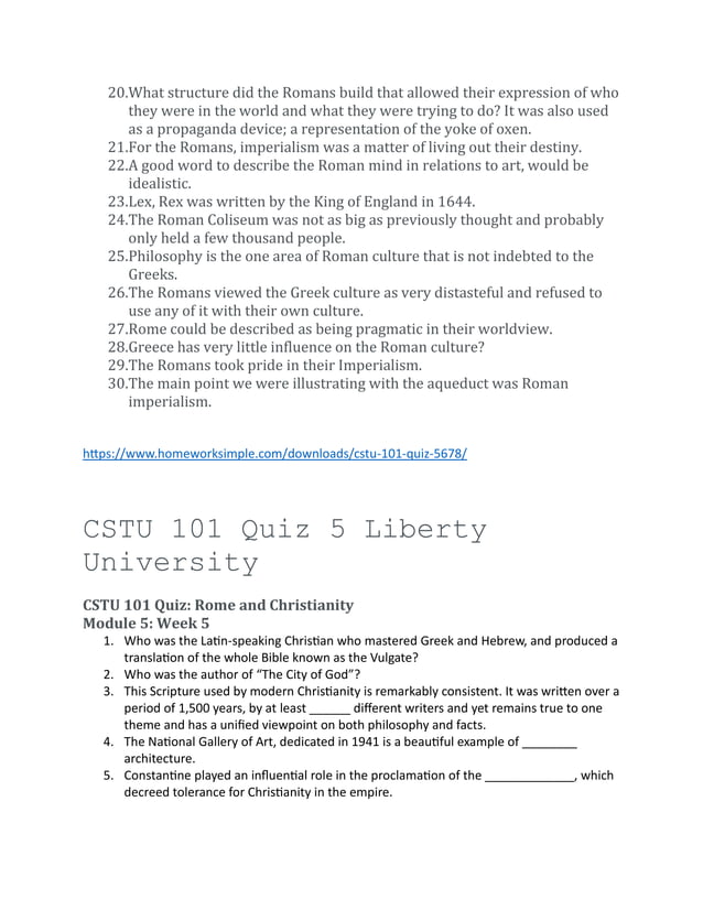 CSTU 101 Quiz Review Liberty University Updated | DOCX