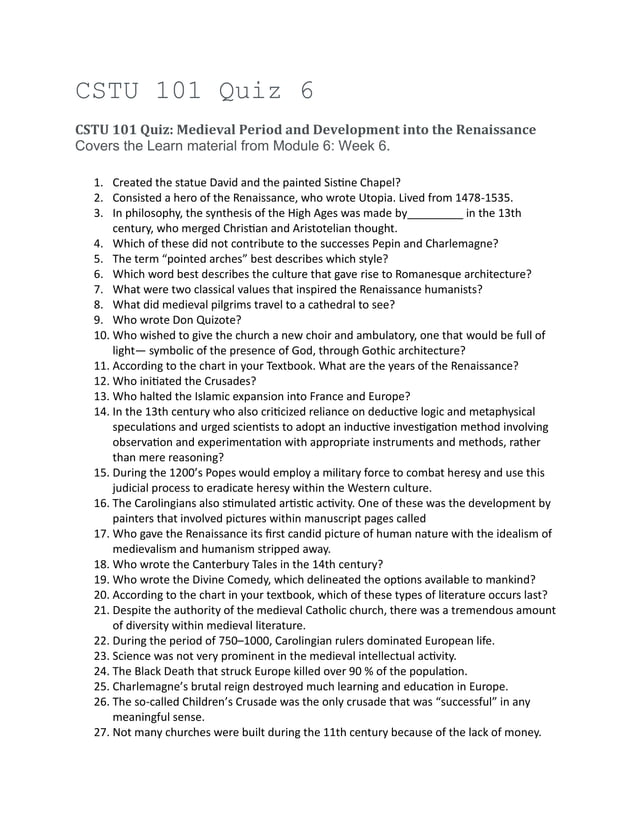 CSTU 101 Quiz Review Liberty University Updated | DOCX