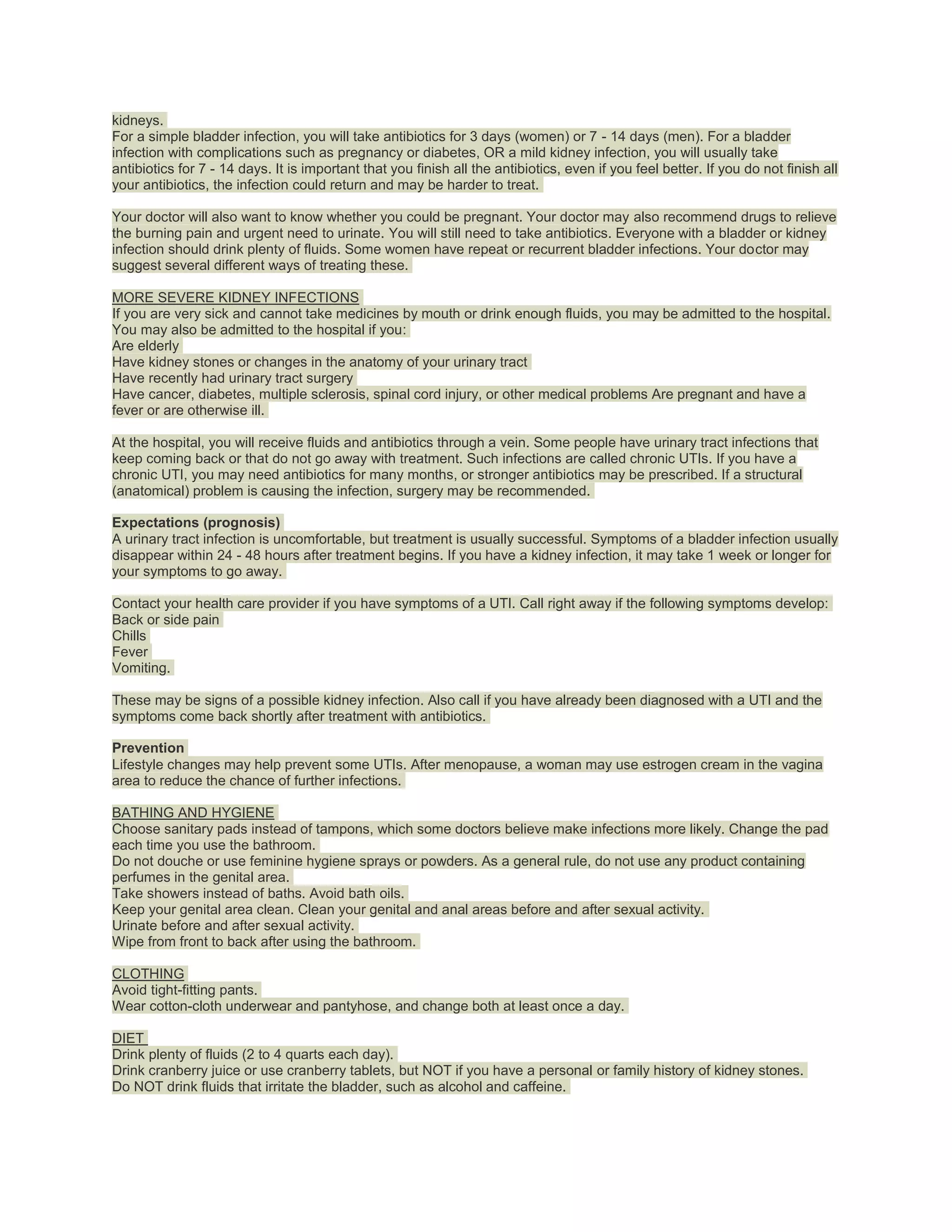 Csu urinary tract infection | DOCX