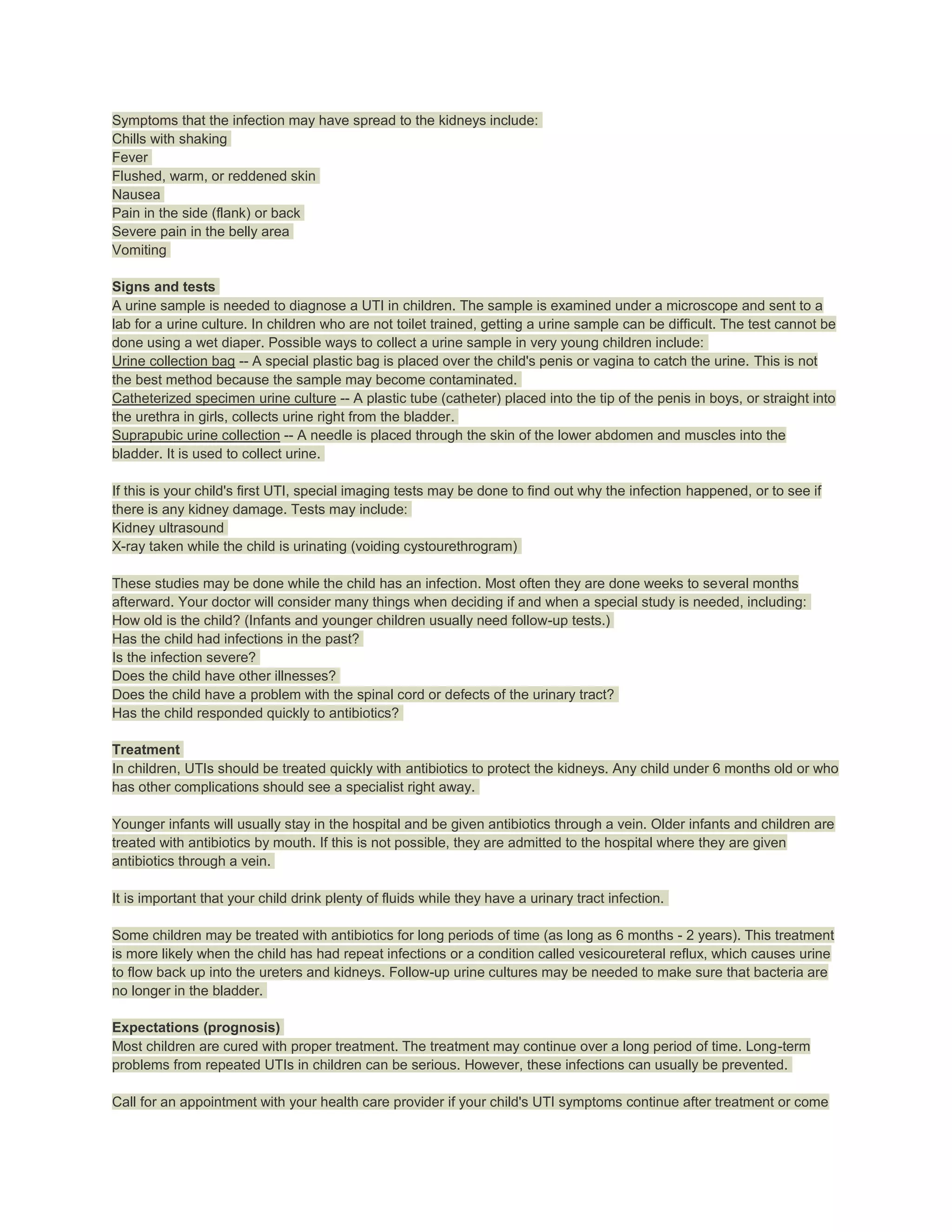 Csu urinary tract infection | DOCX