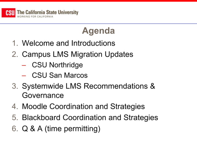 Current CSU LMS Activities: Campus and Systemwide Strategies | PPT