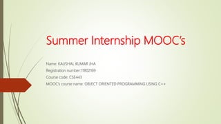 Summer Training Project On C++ | PPTX
