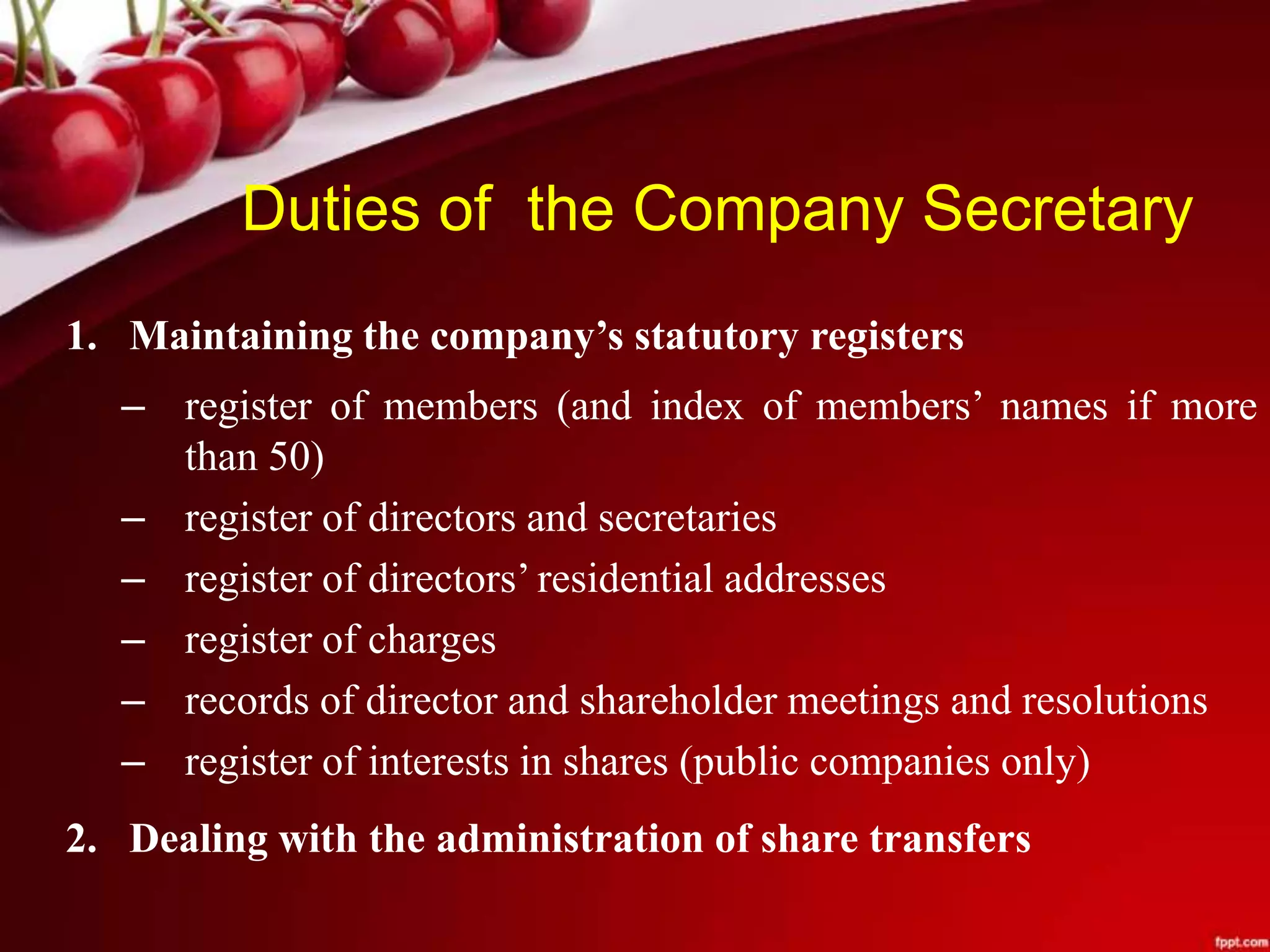 Company Secretary | PPTX | Business Administration | Business