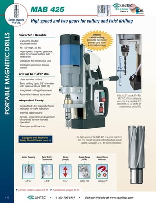 CS Unitec MAB 425 Portable Magnetic Drill | PDF