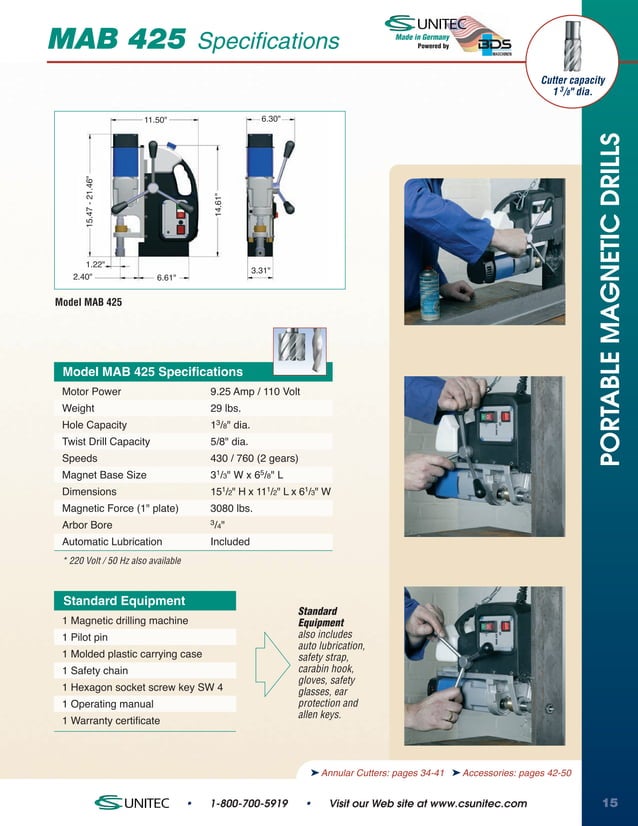 CS Unitec MAB 425 Portable Magnetic Drill | PDF