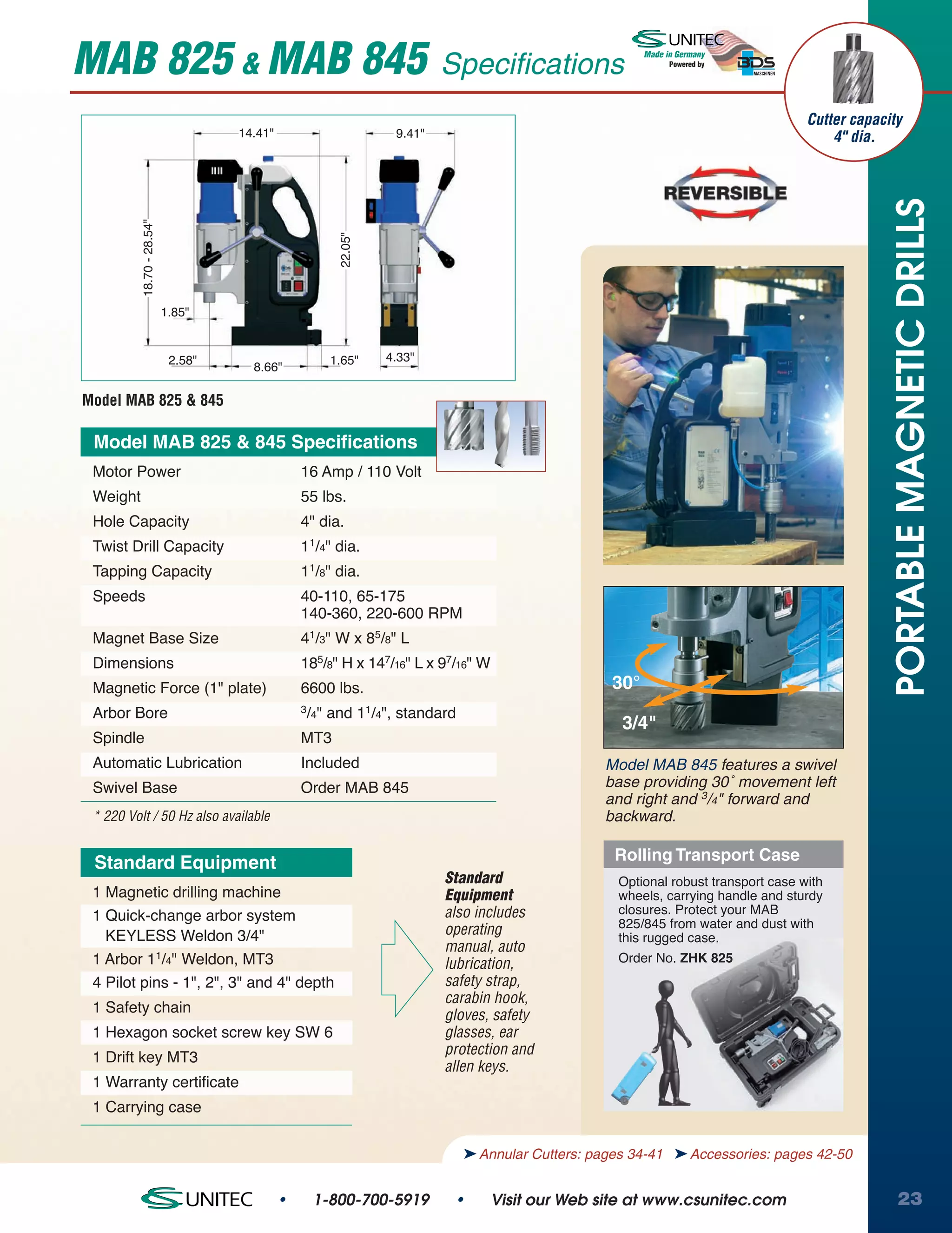 CS Unitec MAB 825 & MAB 845 Portable Magnetic Drills | PDF