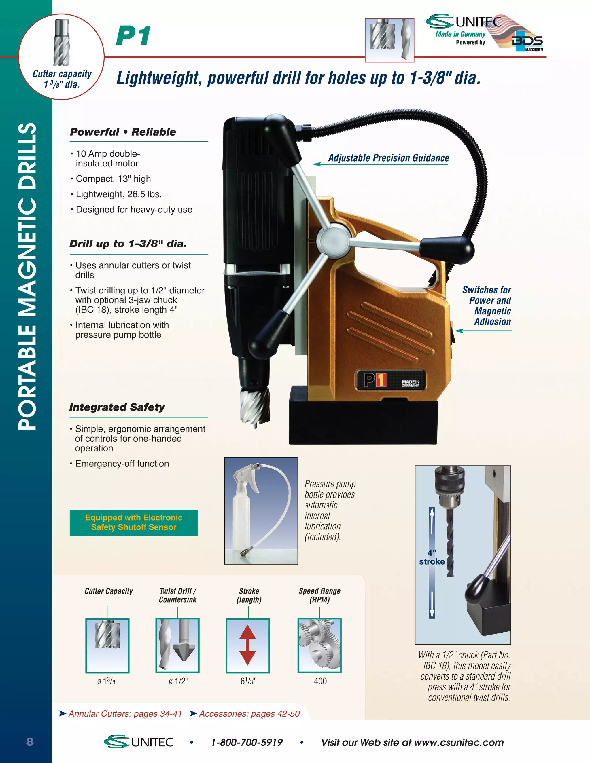 CS Unitec P1 Portable Magnetic Drills | PDF
