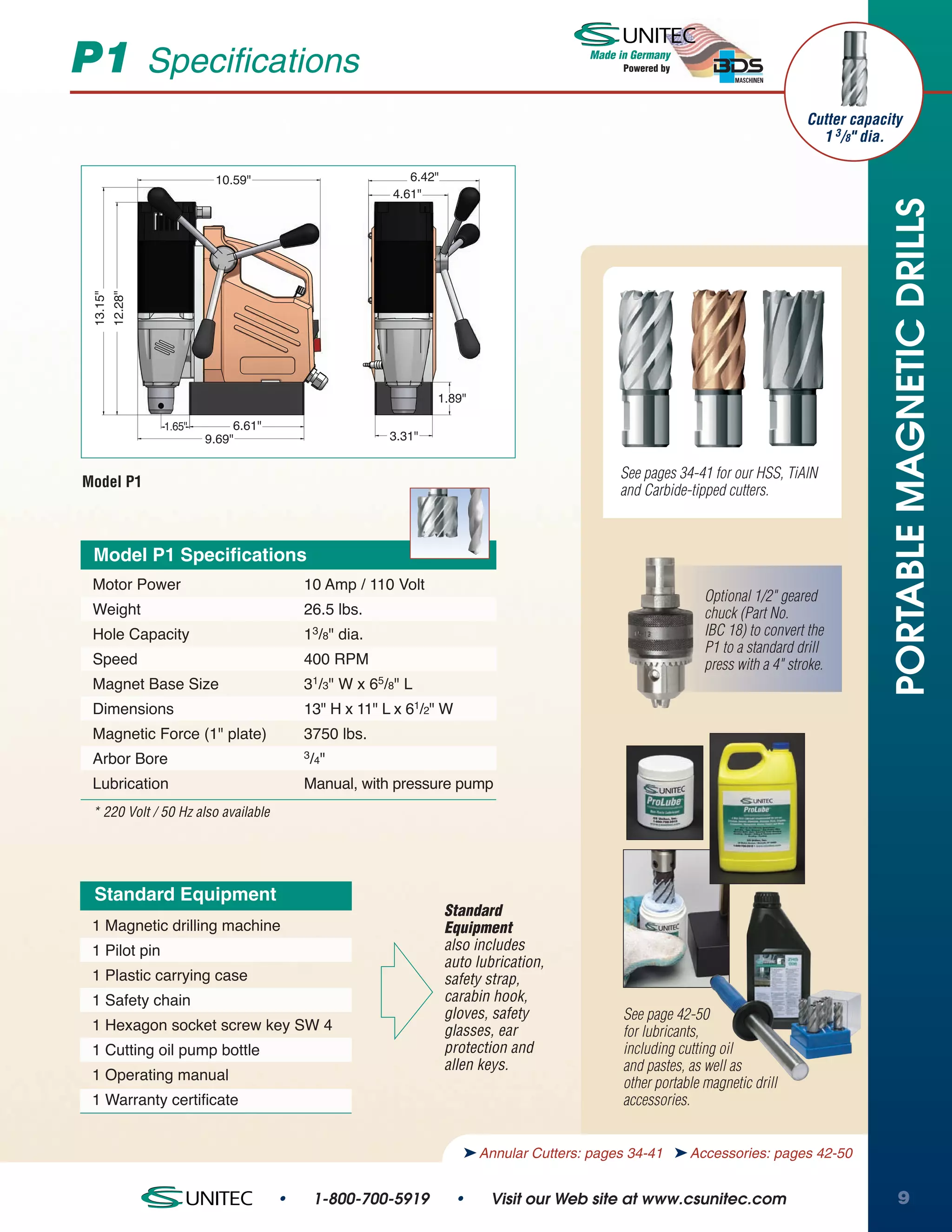 CS Unitec P1 Portable Magnetic Drills | PDF