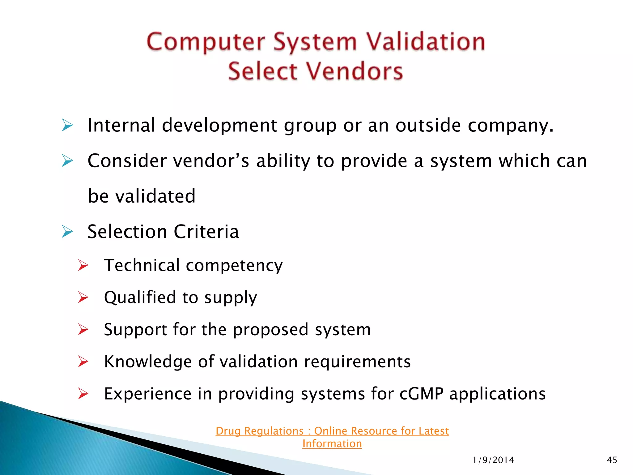 Computer System Validation | PPTX | Pharmaceutical Industry | Industries