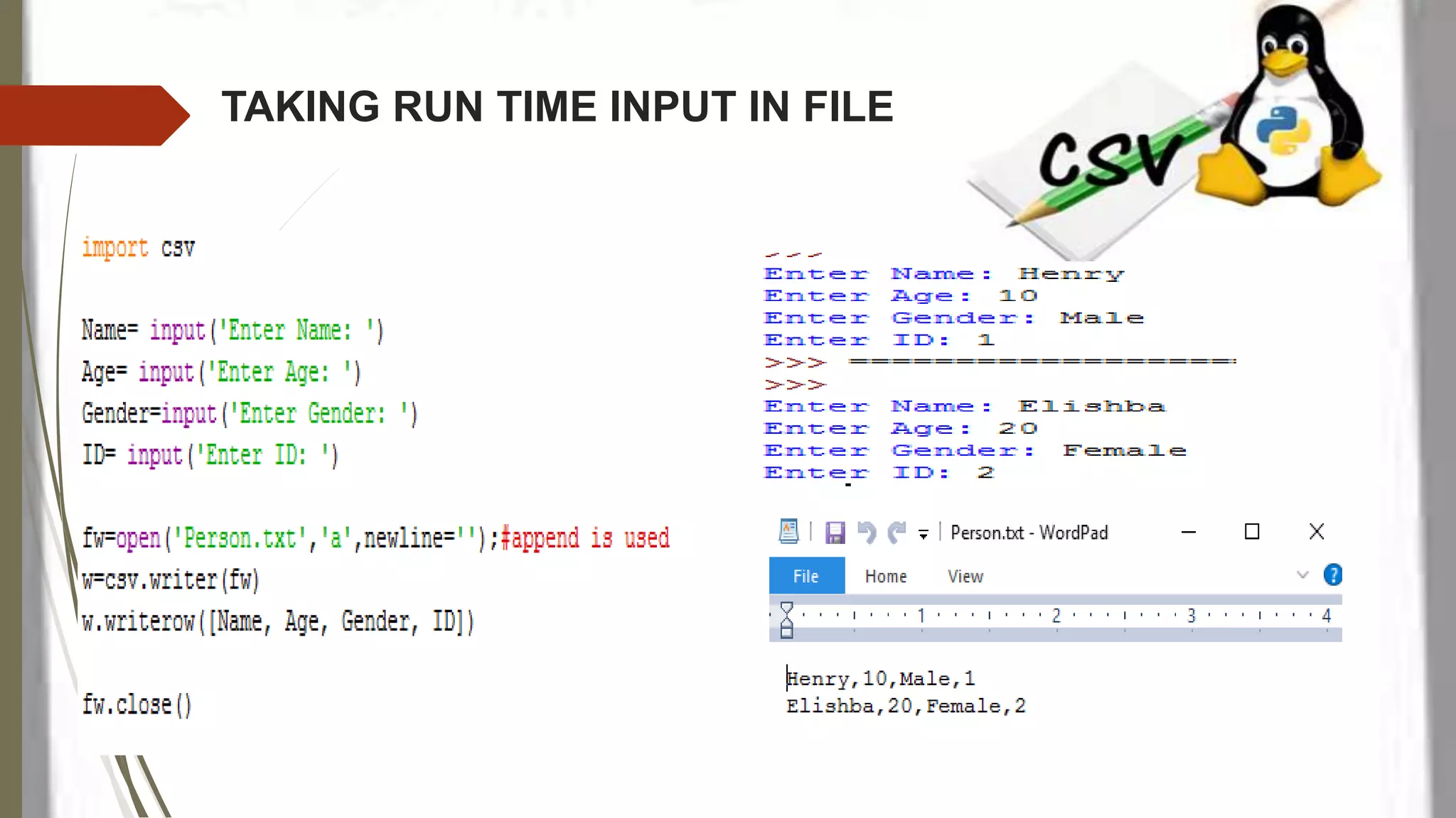 Csv file read and write | PPTX