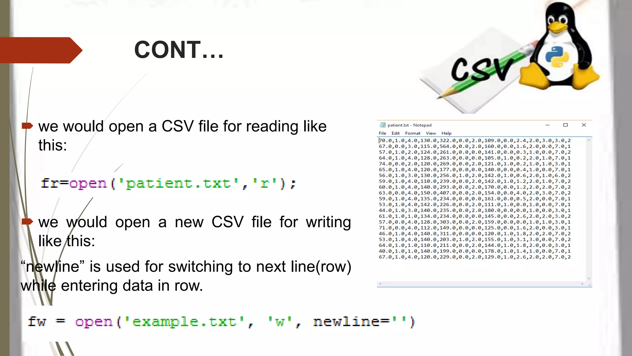 Csv file read and write | PPTX