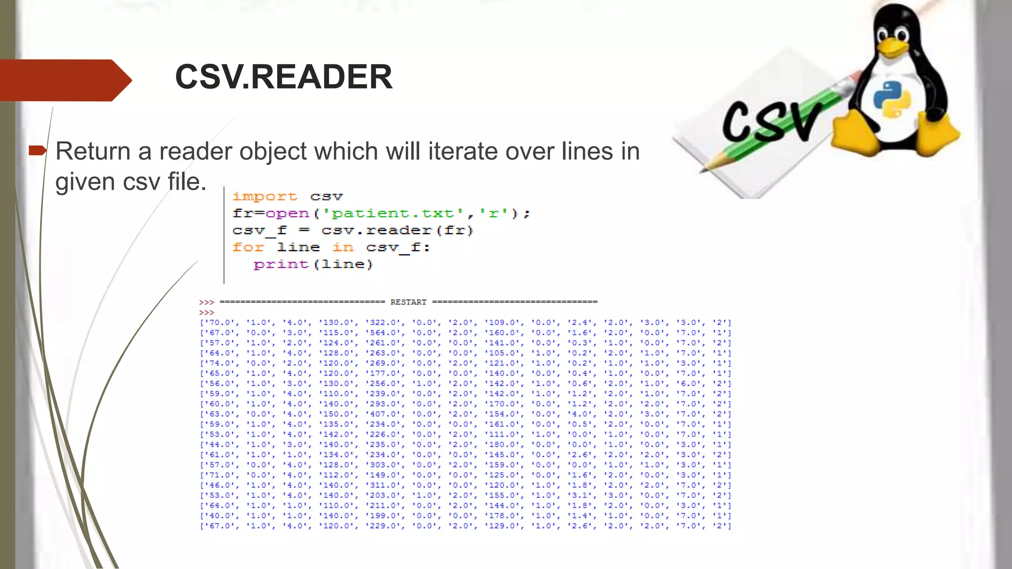 Csv file read and write | PPTX