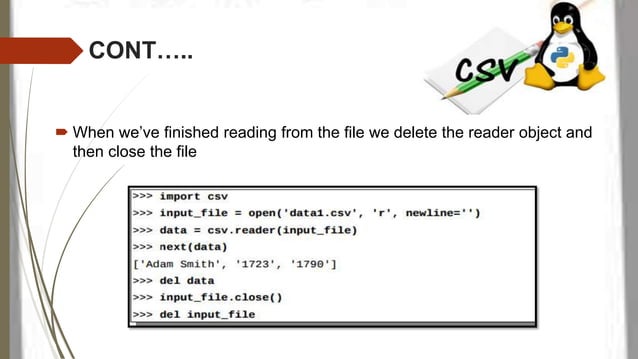 Csv file read and write | PPTX