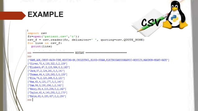 Csv file read and write | PPTX