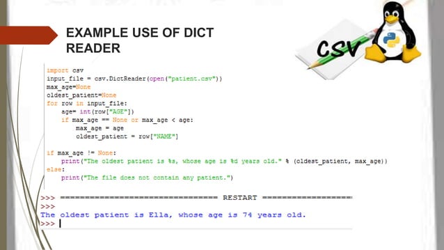 Csv file read and write | PPTX