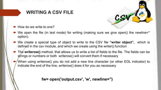 Csv file read and write | PPTX