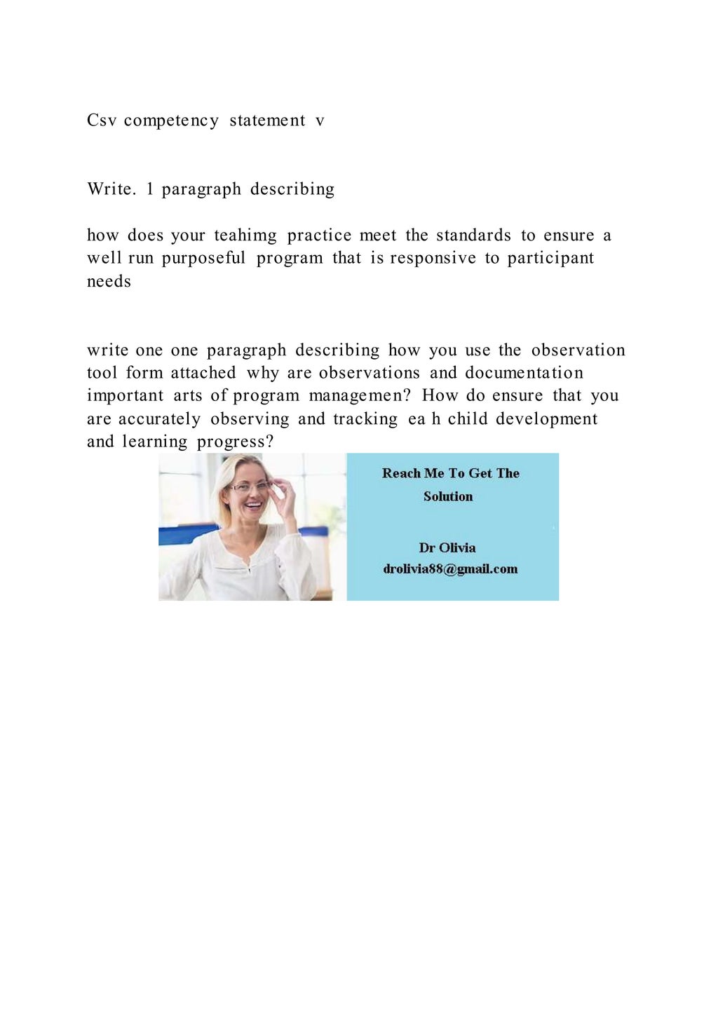 Csv competency statement v Write. 1 paragraph describing h | PDF