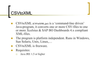 CSV to XML Converter | PPTX | Programming Languages | Computing