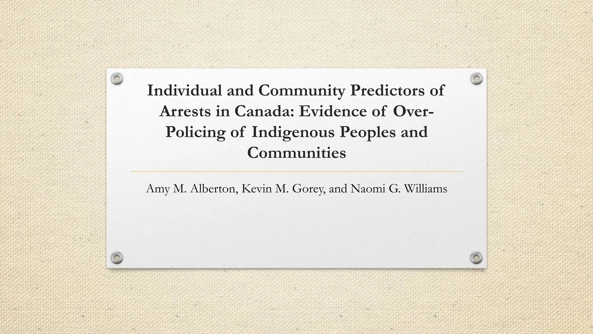 Individual and Community Predictors of Arrests in Canada: Evidence of ...