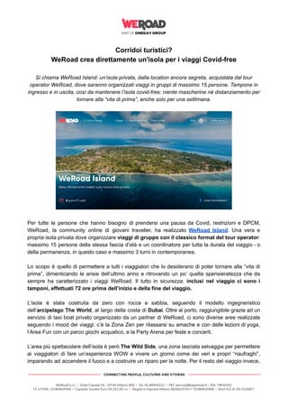 Press release WeRoad Island | PDF