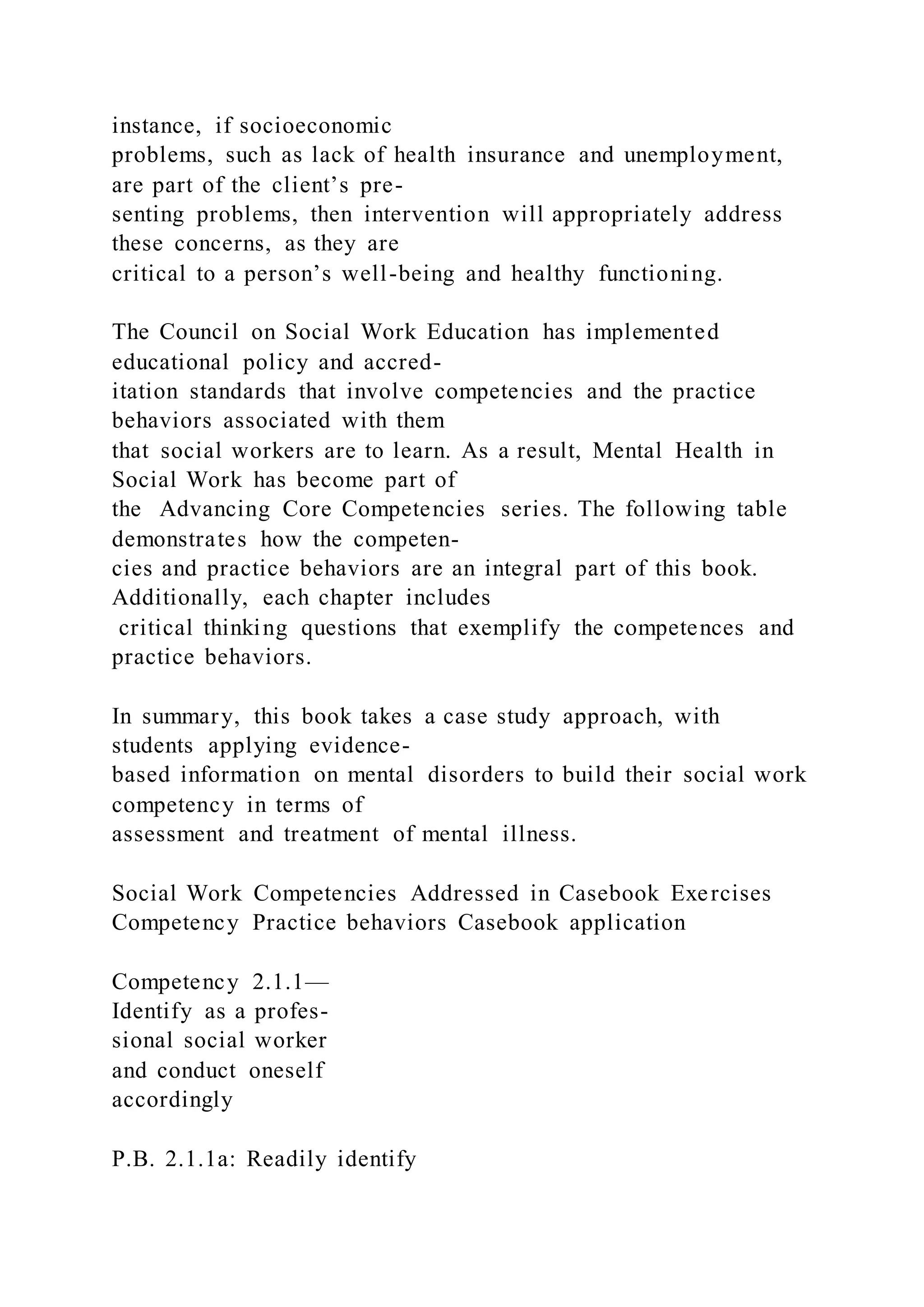 CSWE’s Core Competencies and Practice Behavior Examples in | DOCX