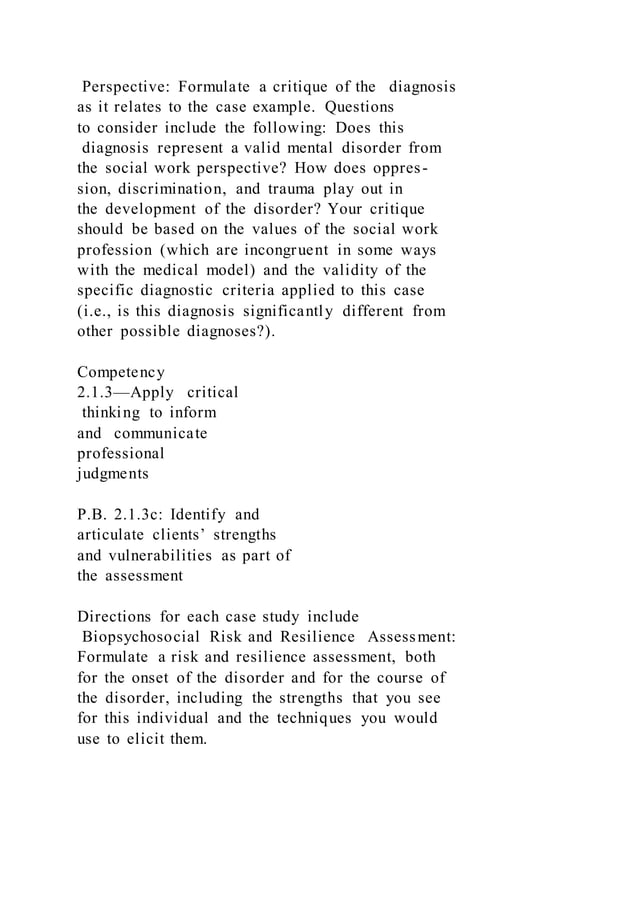 CSWE’s Core Competencies and Practice Behavior Examples in | DOCX ...