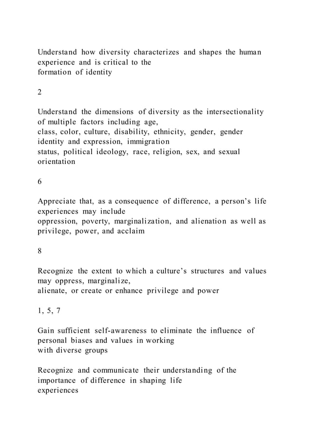 CSWE’s Core Competencies and Practice Behavior Examples in | PDF