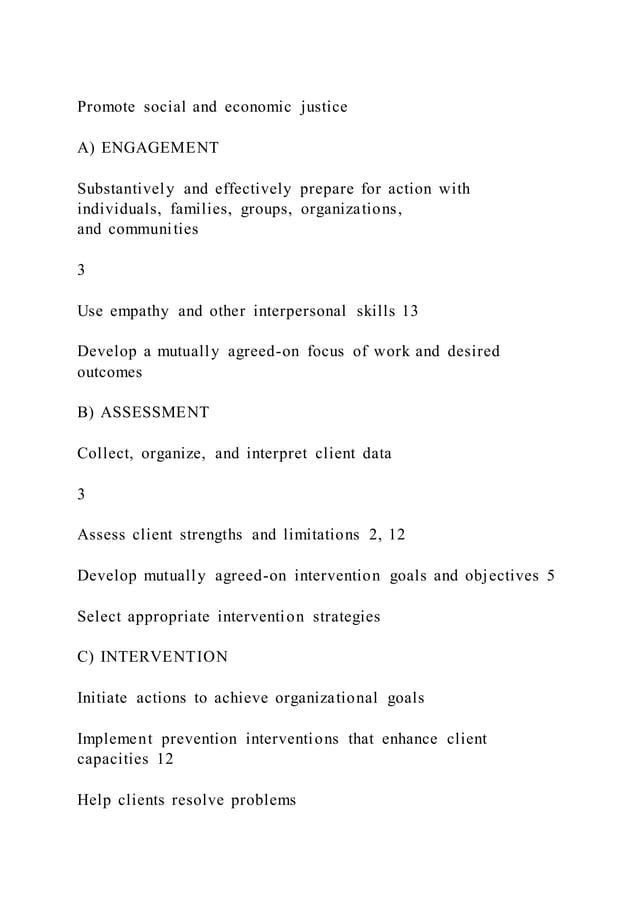 CSWE’s Core Competencies and Practice Behavior Examples in | DOCX ...