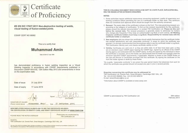 Cswip certificate 1 | PDF
