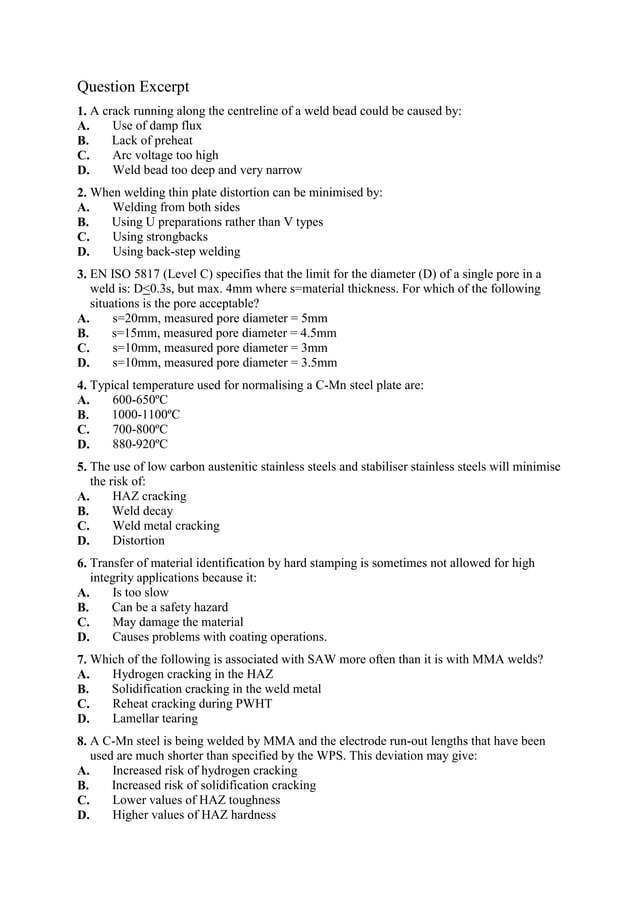 Cswip 3.1 question & Answers | PDF
