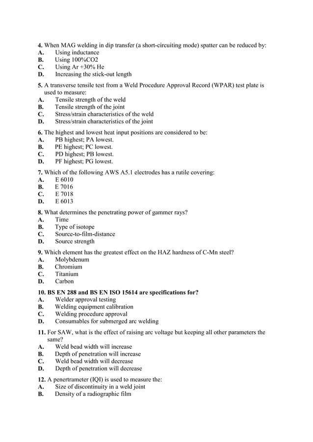 Cswip 3.1 question & Answers | PDF