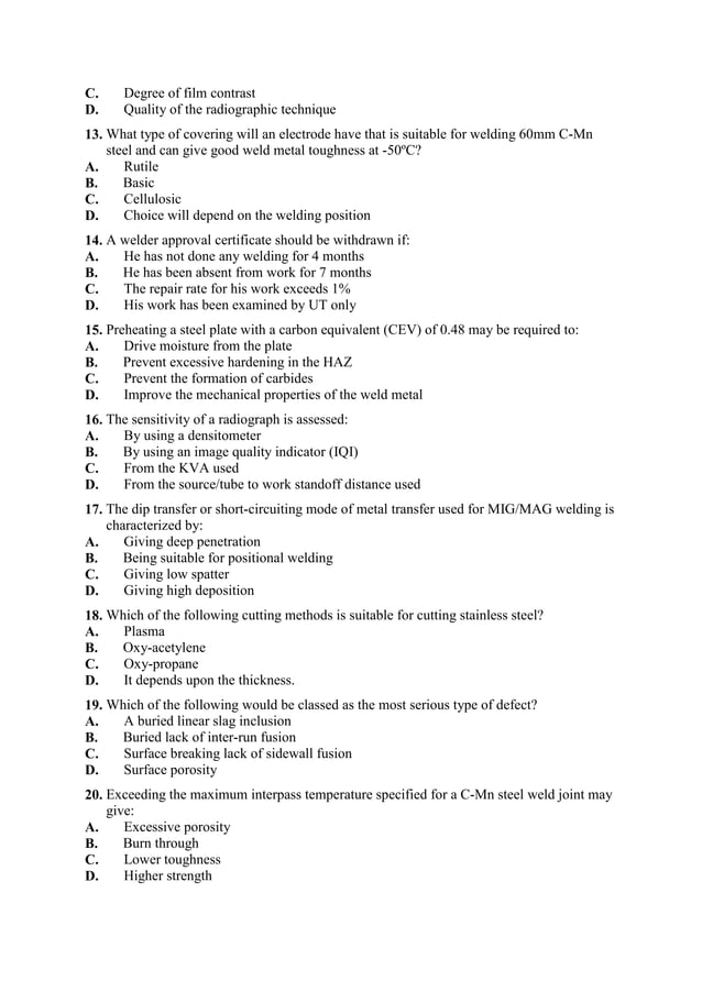 Cswip 3.1 question & Answers | PDF