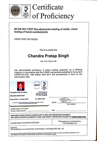 Cswip certficate | PDF