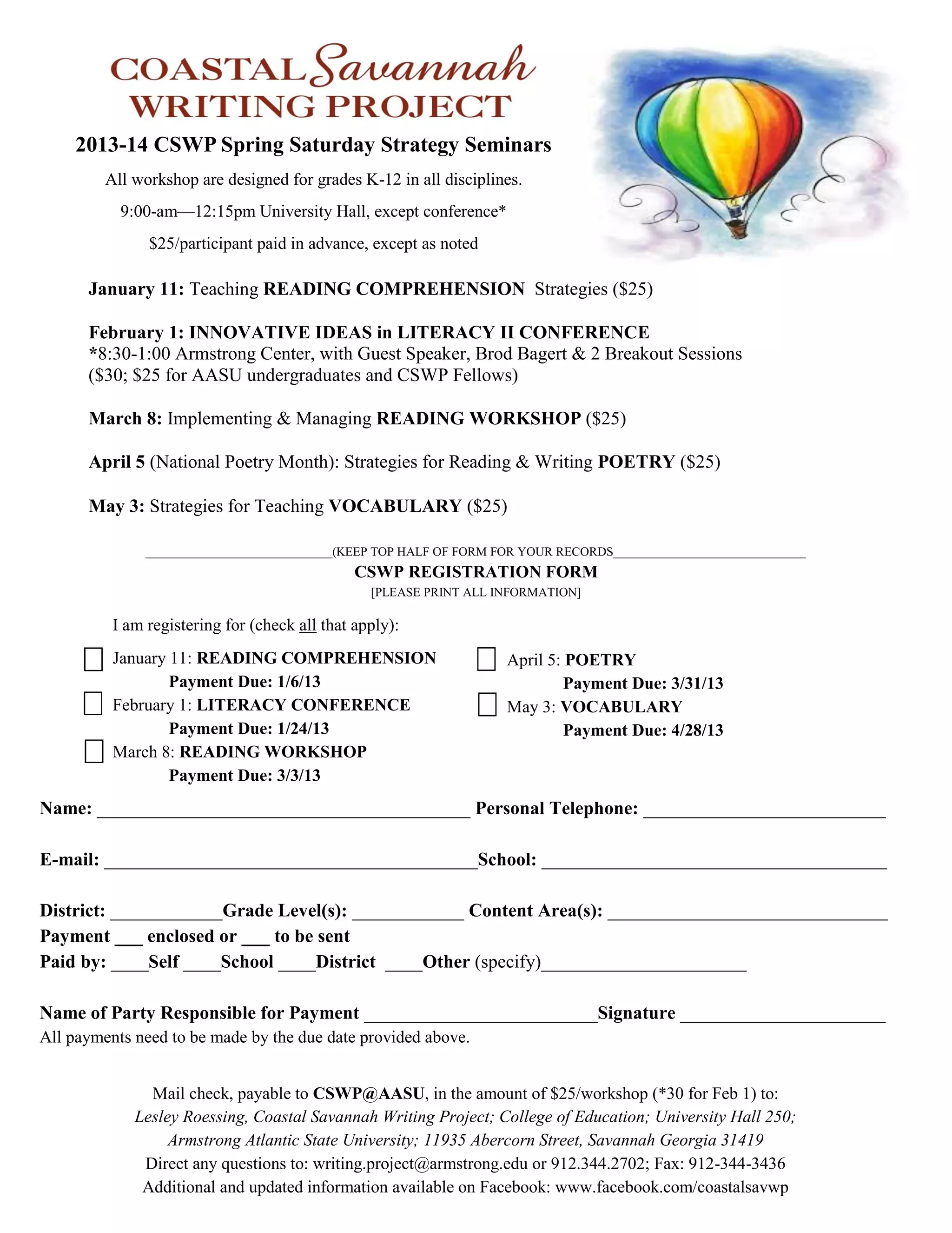 CSWP 2013-14 Workshops & Conference flyer | PDF