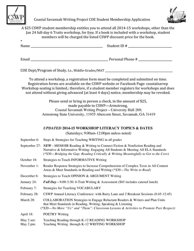 CSWP COE Student Membership Application Form | PDF