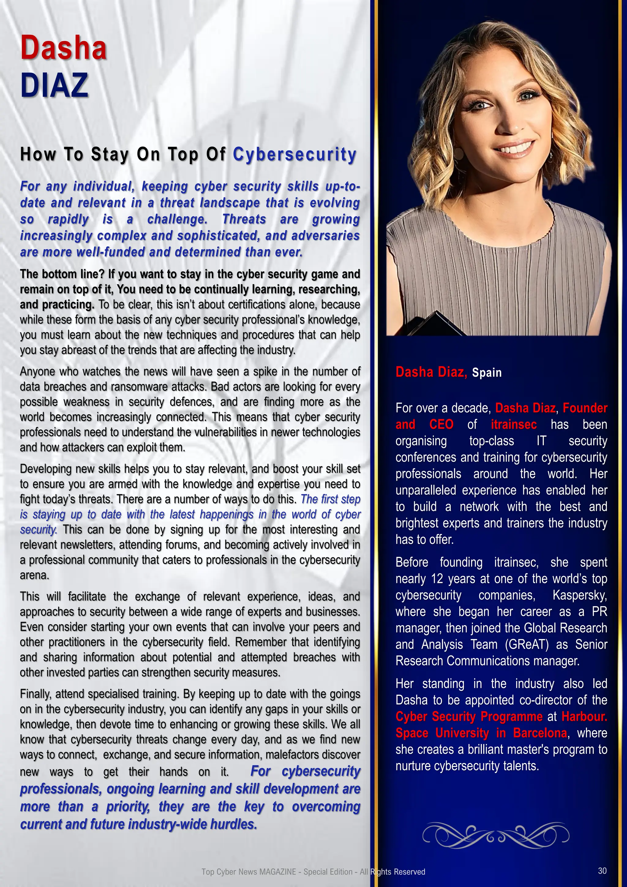 CSWY2023! Cybersecurity Woman of the Year. Top Cyber News MAGAZINE | PDF